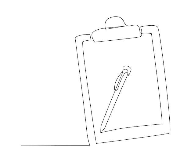 Premium Vector | Continuous one line drawing of clipboard and pen ... Premium Vector | Continuous one line drawing of clipboard and pen ...