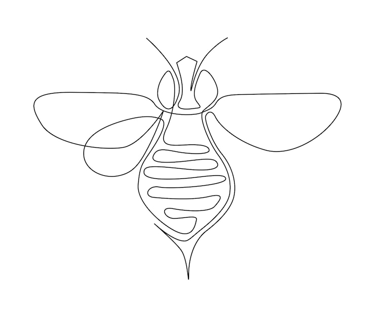 Premium Vector Continuous One Line Drawing Of Fliying Bee Simple Illustration Of Honey Bee