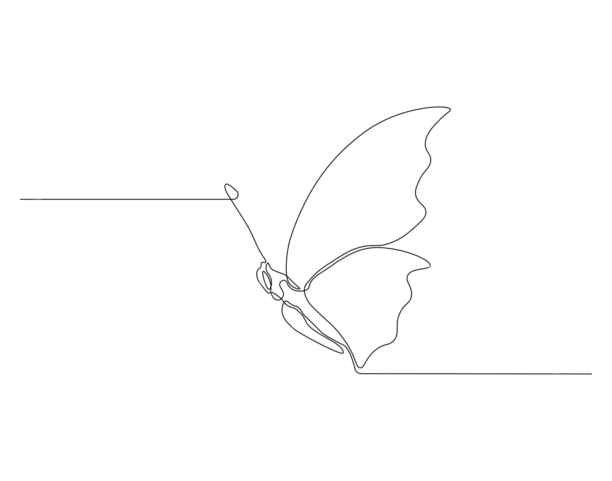Premium Vector | Continuous one line drawing of flying butterfly One ... Premium Vector | Continuous one line drawing of flying butterfly One ...