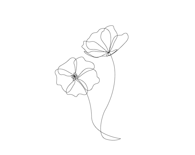 Premium Vector | Continuous one line drawing of minimalist poppy flower ... Premium Vector | Continuous one line drawing of minimalist poppy flower ...