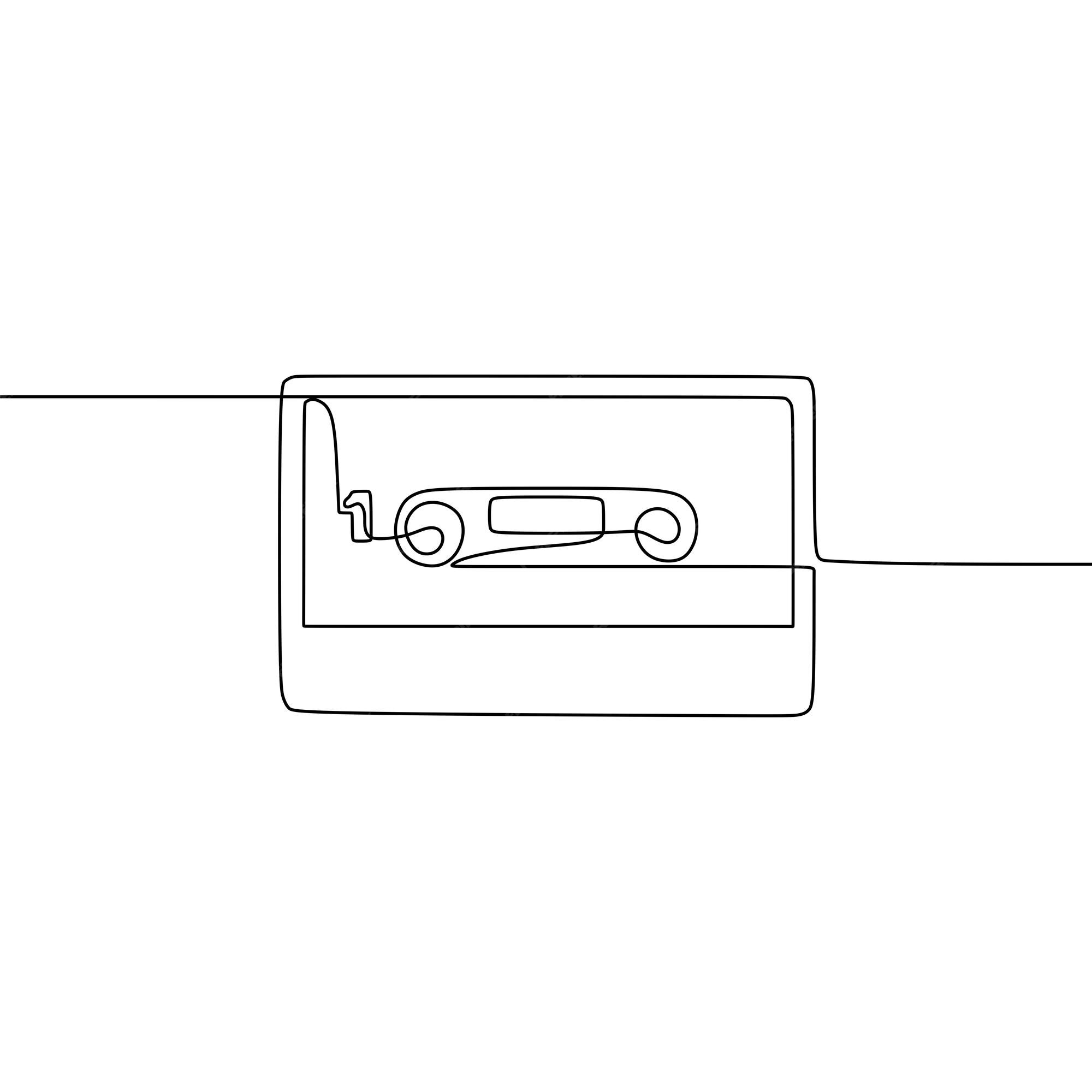 Premium Vector Continuous Singleline Art Of A Tape Cassette