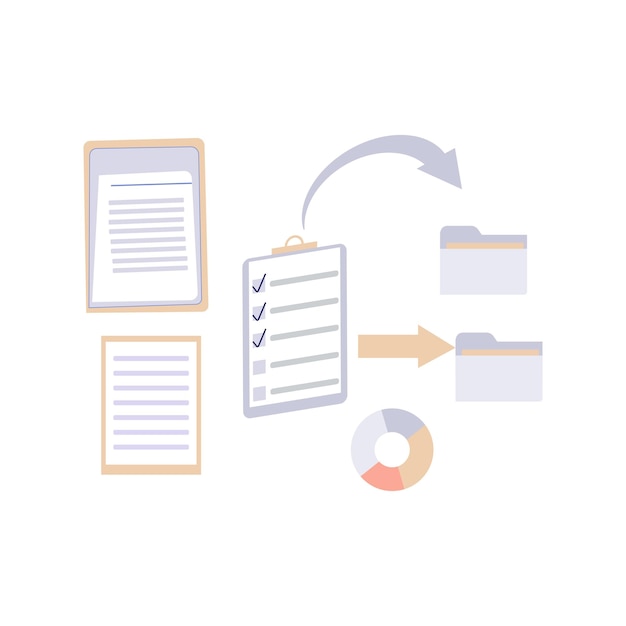 Premium Vector | Converting checklist data into a folder Premium Vector | Converting checklist data into a folder