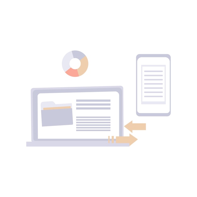 Premium Vector | Converting laptop folder data to mobile Premium Vector | Converting laptop folder data to mobile