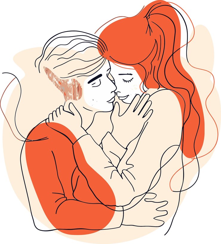 Premium Vector A Couple Kissing And Kissing With A Man And Woman
