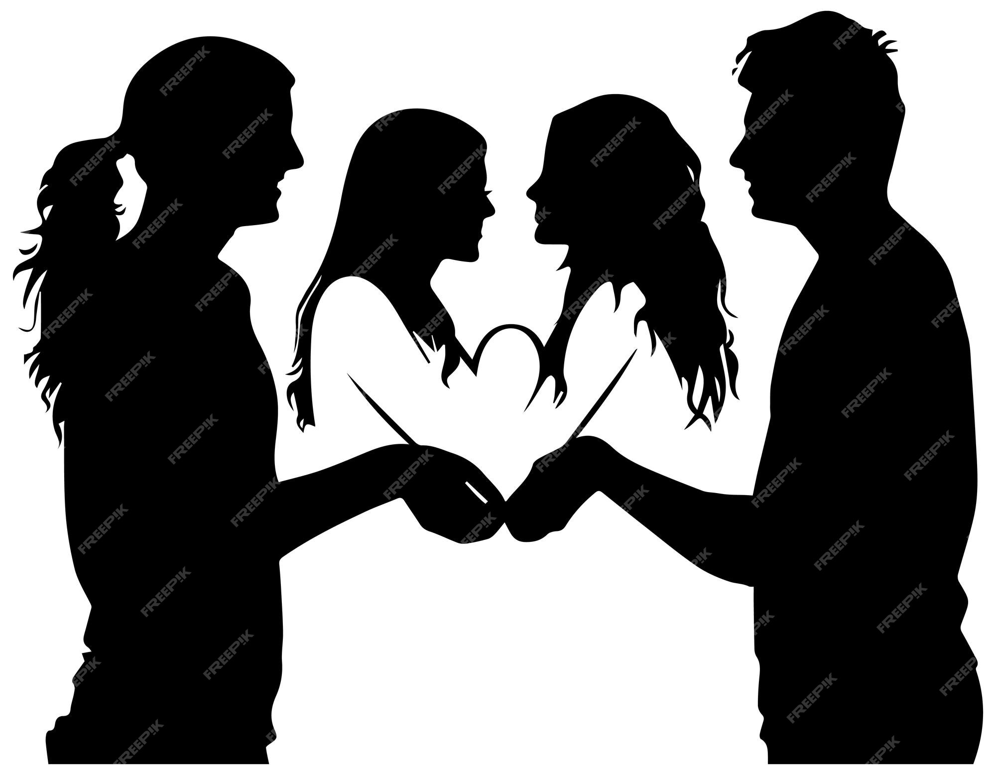 Couple silhouette in heart shape | Premium AI-generated vector Couple silhouette in heart shape | Premium AI-generated vector