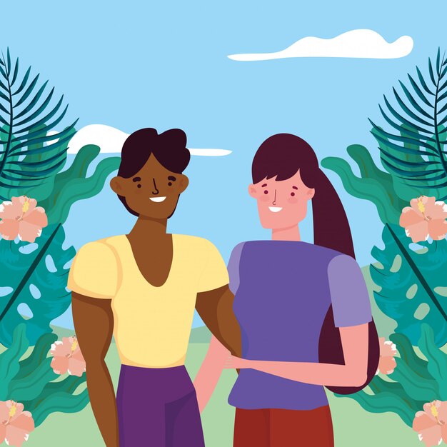 Premium Vector Couple Of Woman And Man Cartoon