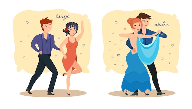 Premium Vector | Couples dance modern types of dances passionate tango ... Premium Vector | Couples dance modern types of dances passionate tango ...
