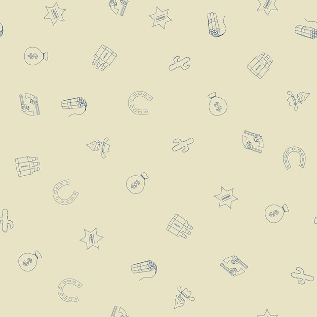 Premium Vector | Cowboy hand drawn seamless pattern background Premium Vector | Cowboy hand drawn seamless pattern background