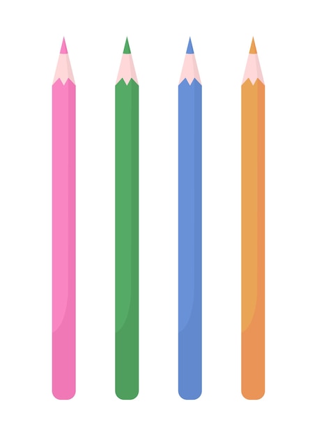 Premium Vector | Crayons semi flat color vector objects set Premium Vector | Crayons semi flat color vector objects set