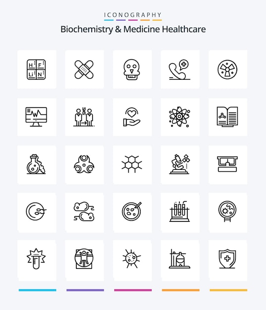 Premium Vector Creative Biochemistry And Medicine Healthcare 25 Outline Icon Pack Such As