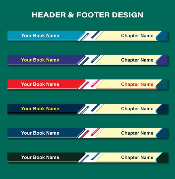 Premium Vector | Creative Header and Footer Design Different Color Set Premium Vector | Creative Header and Footer Design Different Color Set