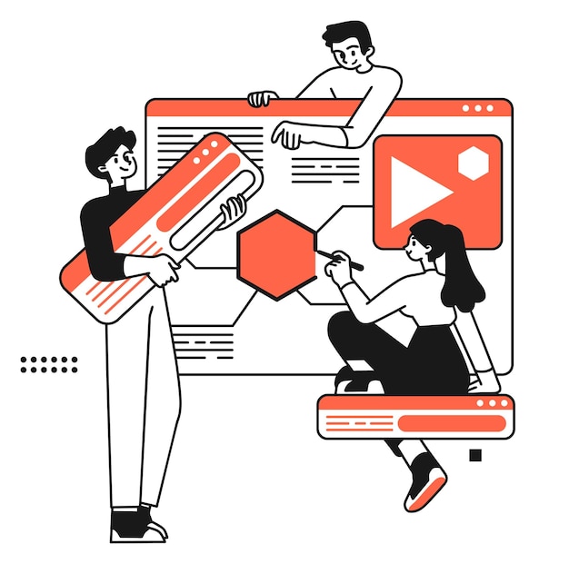 Premium Vector | Creative team brainstorming on project design Premium Vector | Creative team brainstorming on project design