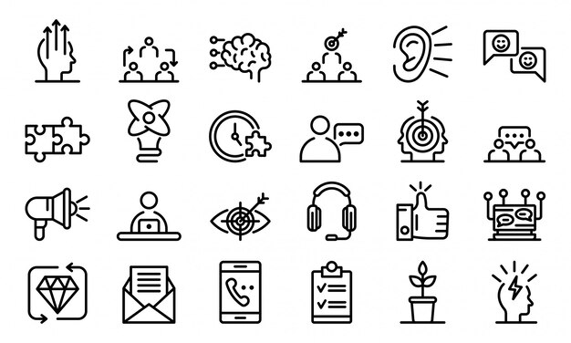 Premium Vector | Administrator icons set, outline style Premium Vector | Administrator icons set, outline style
