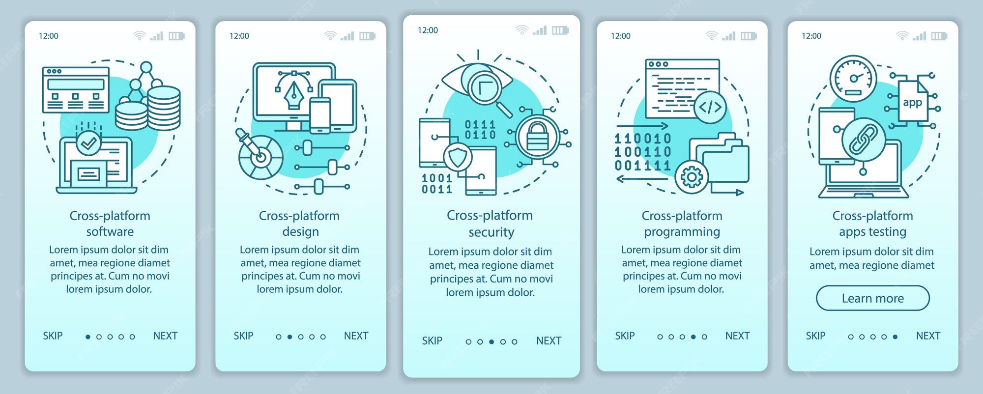 Premium Vector Cross Platform Software Onboarding Mobile App Page Screen Vector Template