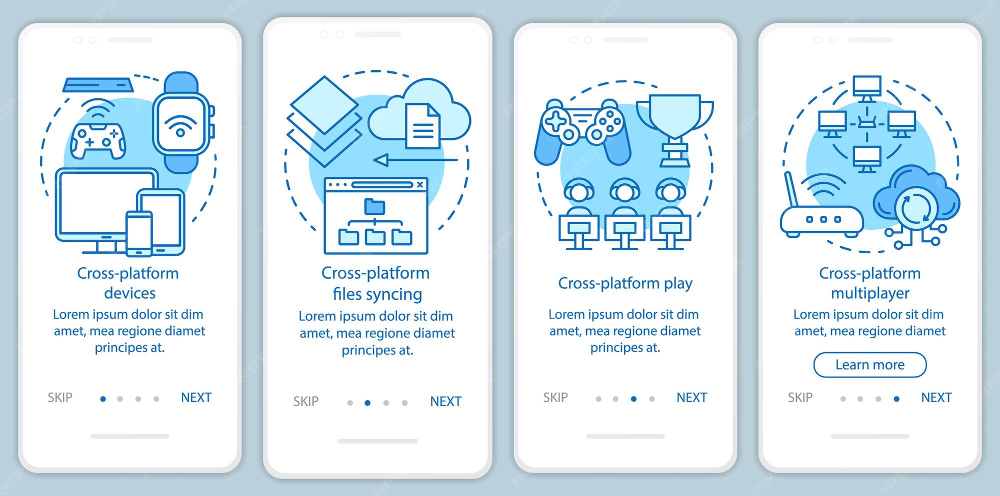 Premium Vector | Cross platform synchronization onboarding mobile app page screen vector ...
