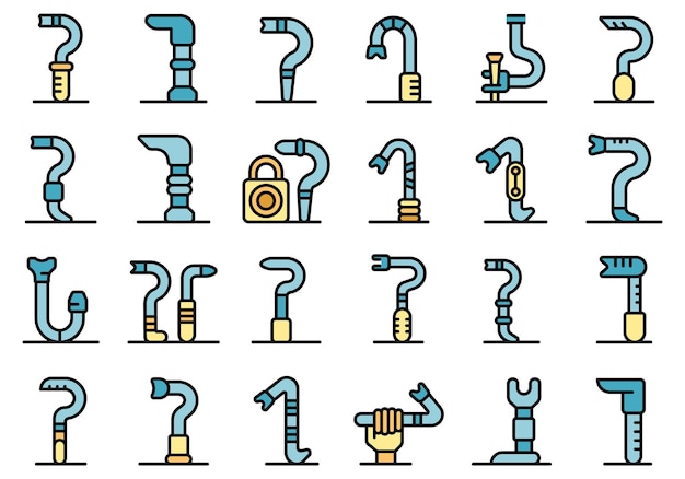 Premium Vector | Crowbar icons set vector color outline Premium Vector | Crowbar icons set vector color outline