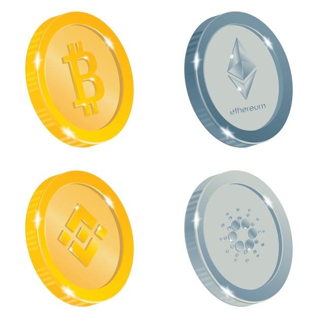 Premium Vector | Cryptocurrency coins bitcoin ethereum binance coin cardano Premium Vector | Cryptocurrency coins bitcoin ethereum binance coin cardano