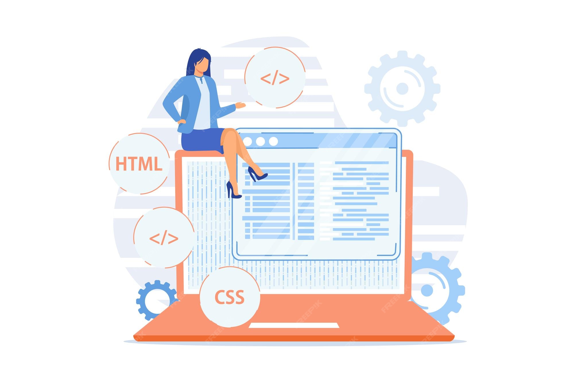 Css 및 Html 프로그래밍 언어 프로그래밍 코딩 It 프로그래머 소프트웨어 웹사이트 개발 프리미엄 벡터
