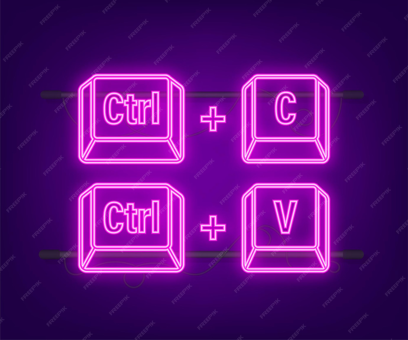 Premium Vector | Ctrl C and Ctrl V computer keyboard neon buttons ...