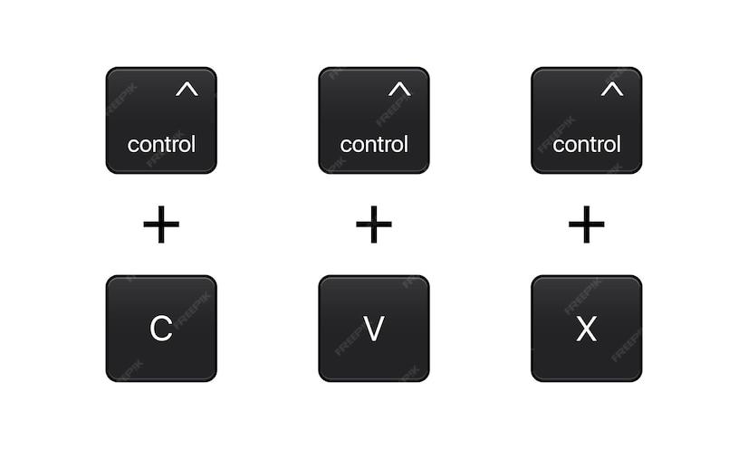 Premium Vector | Ctrl plus c, ctrl plus v and ctrl plus z. control c ...