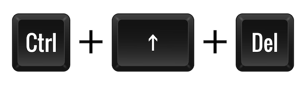 Ctrl shift del ключевая комбинация управление клавиатурой компьютерная ярлычка ноутбук ...