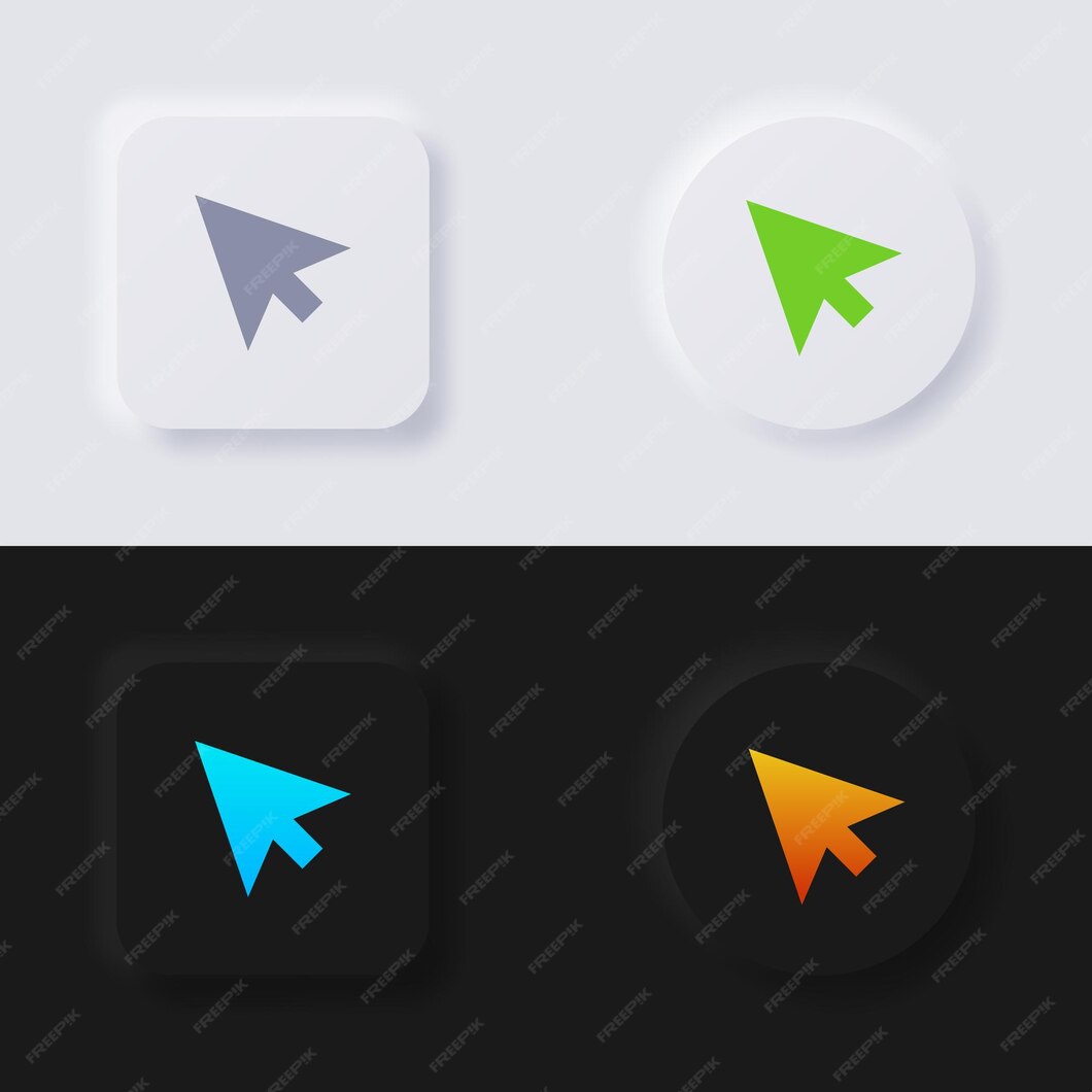 Premium Vector | Cursor button icon set multicolor neumorphism button soft ui design for web ...