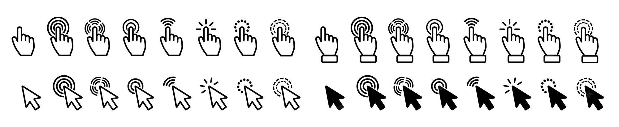 Premium Vector Cursor Icons Clickable Cursor Icons Pointer Mouse Cursor Clicking Hand Pointing 5840