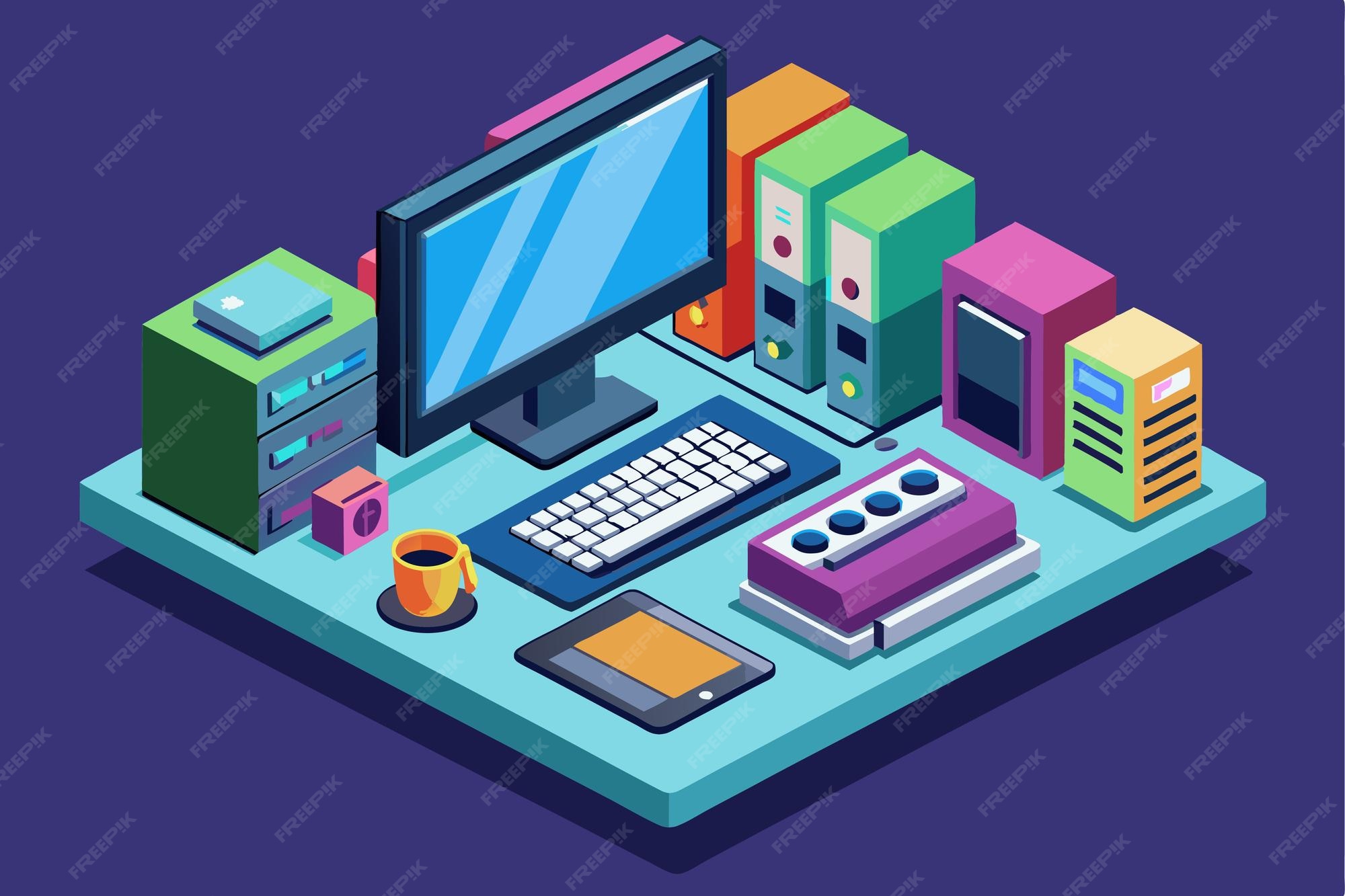 A Customizable Desktop Computer Setup Features A Monitor Keyboard And