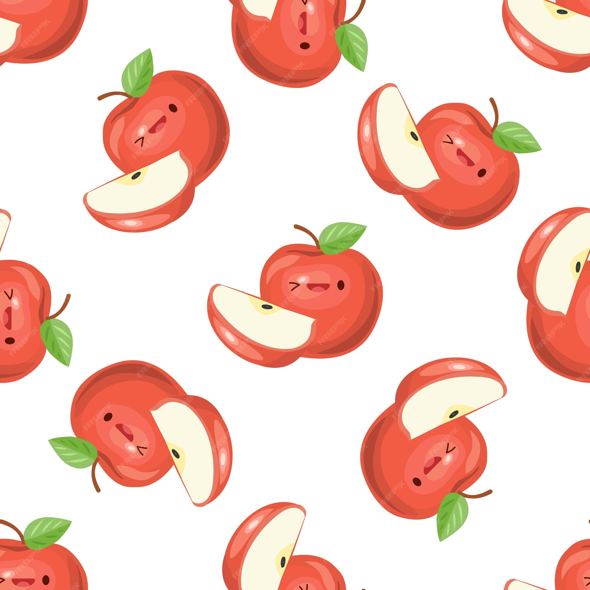 Premium Vector Cute Apples Seamless Pattern Vector Illustration Food