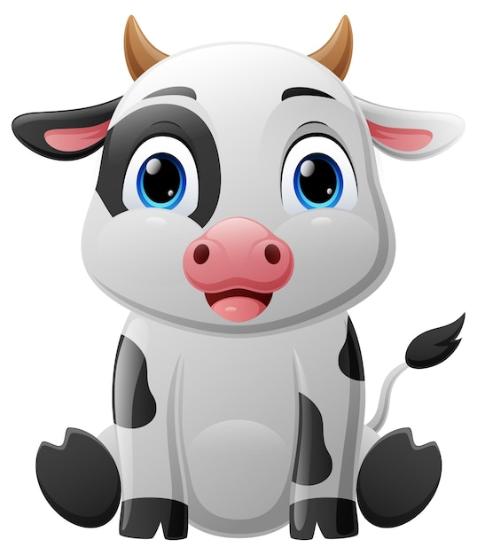 Premium Vector | Cute baby cow cartoon sitting Premium Vector | Cute baby cow cartoon sitting