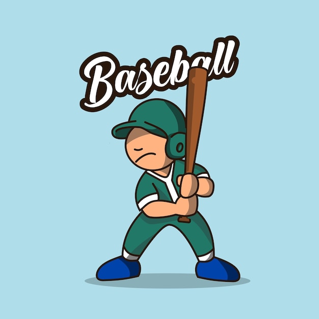 Premium Vector Cute Baseball Player Holding A Baseball Bat Vector Illustration