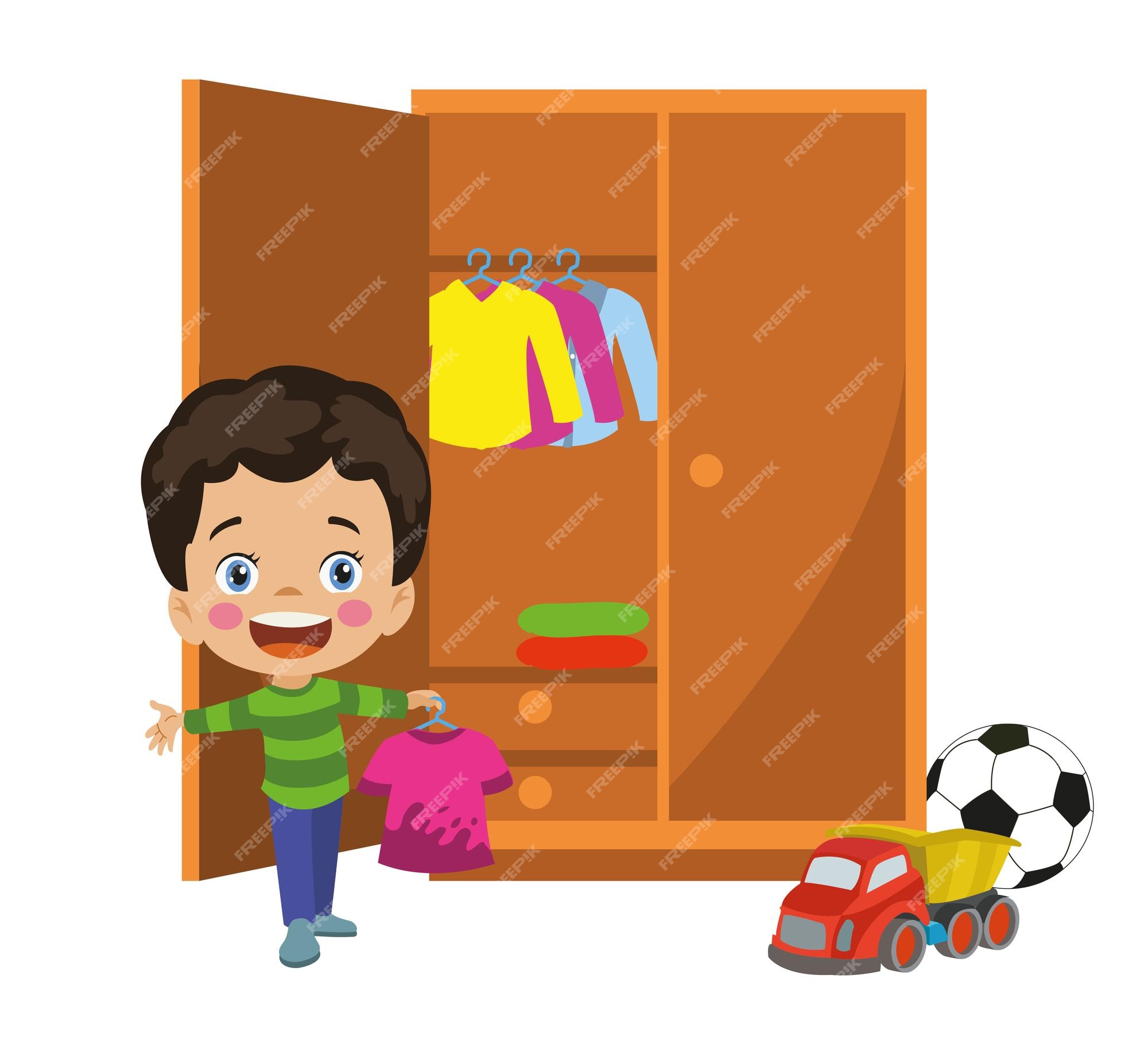 Premium Vector | Cute boy tidying his room and tidying his closet wardrobe Premium Vector | Cute boy tidying his room and tidying his closet wardrobe