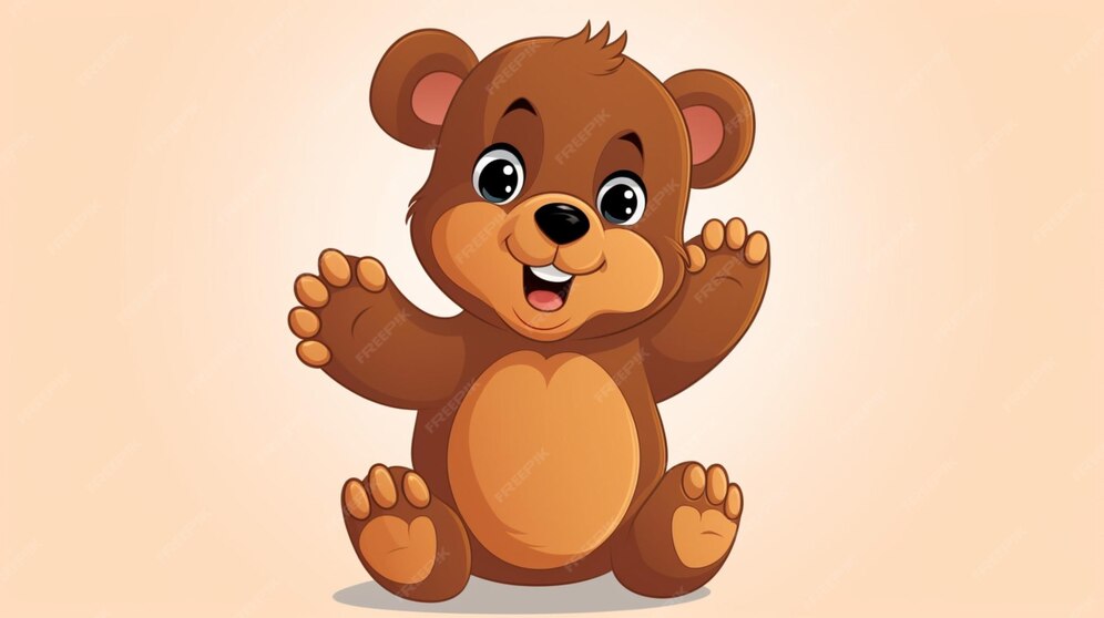Premium Vector A Cute Brown Bear With Big Paws Pointing To The Right