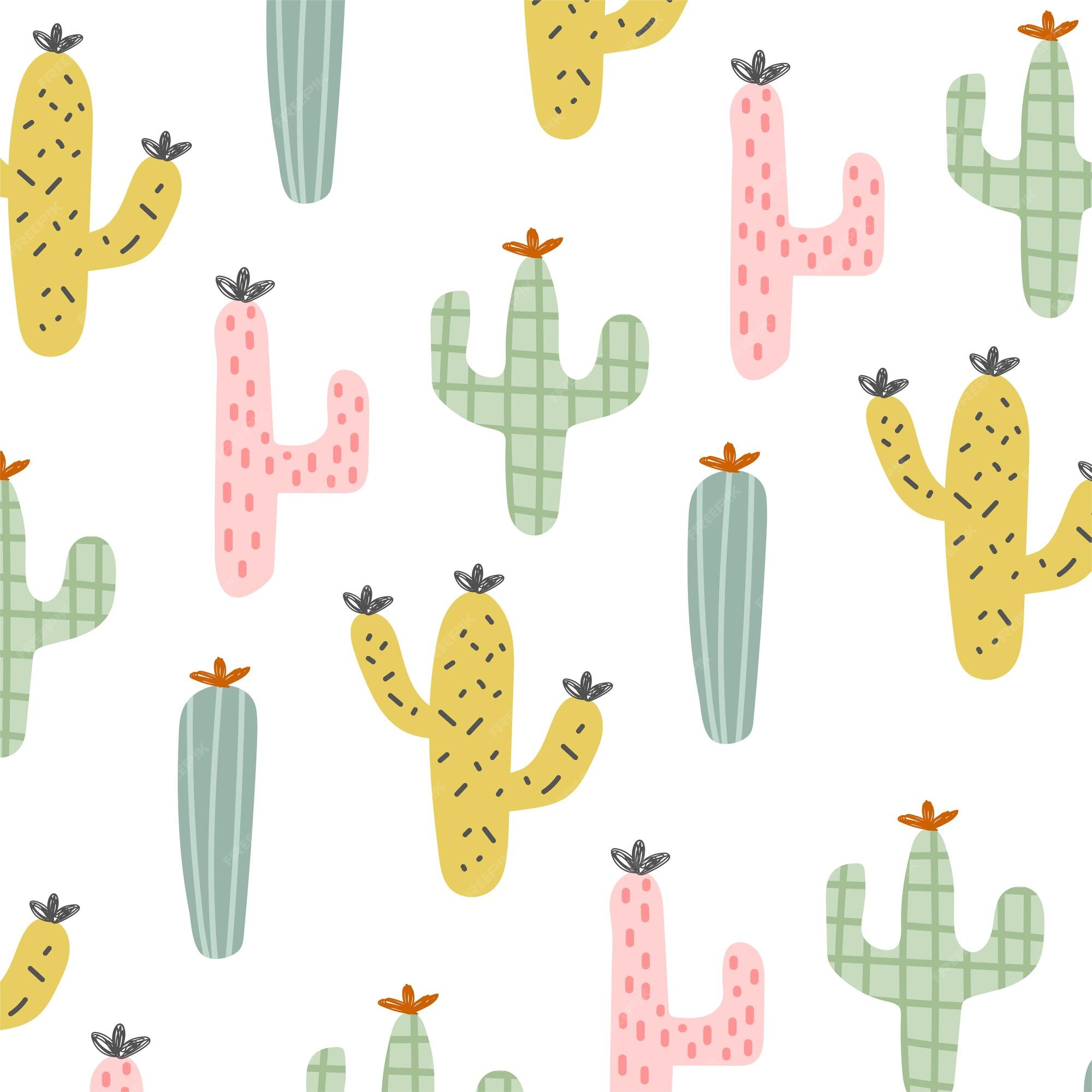 Premium Vector | Cute cactus seamless pattern Premium Vector | Cute cactus seamless pattern