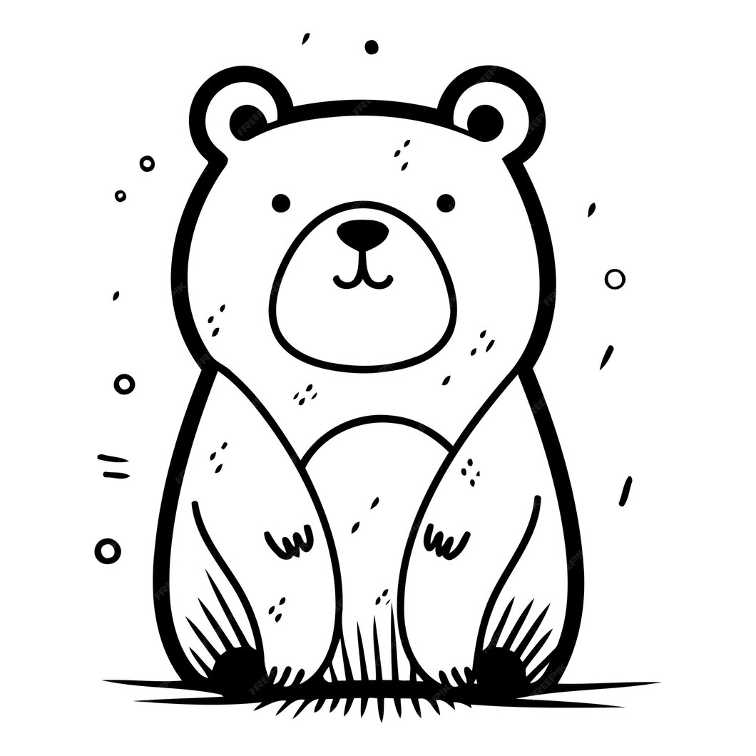 Premium Vector Cute Cartoon Bear Vector Illustration In Doodle Style