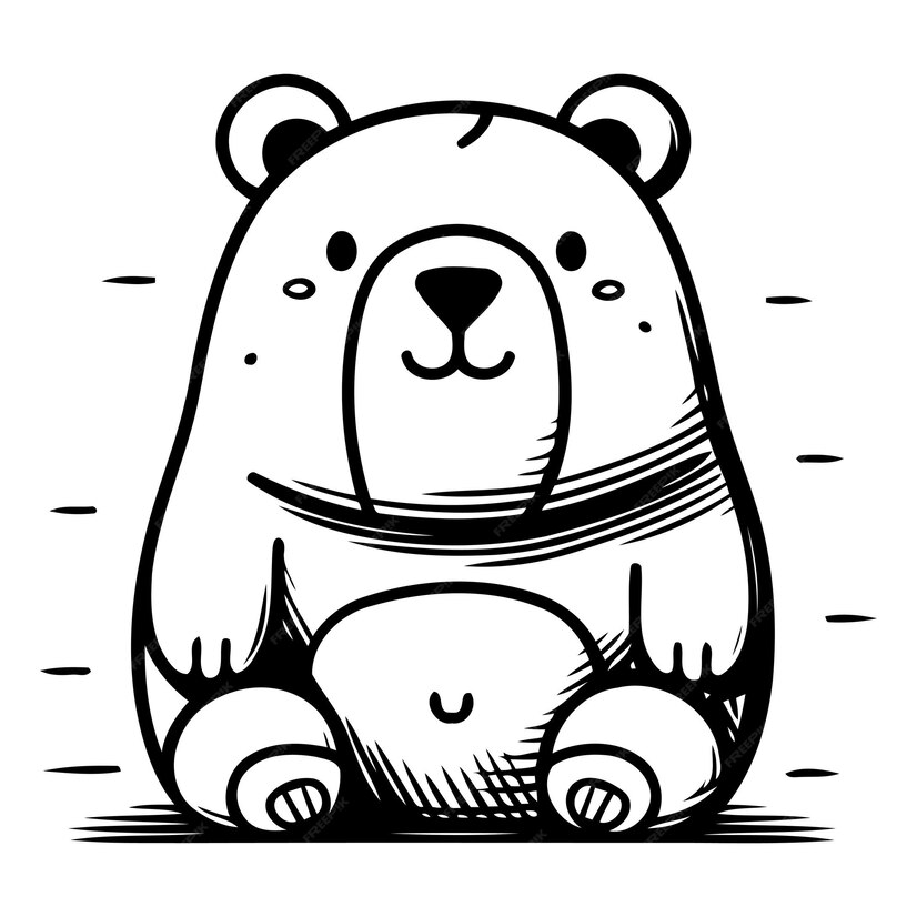 Cute Cartoon Bear Vector Illustration For T Shirt Design Premium Ai