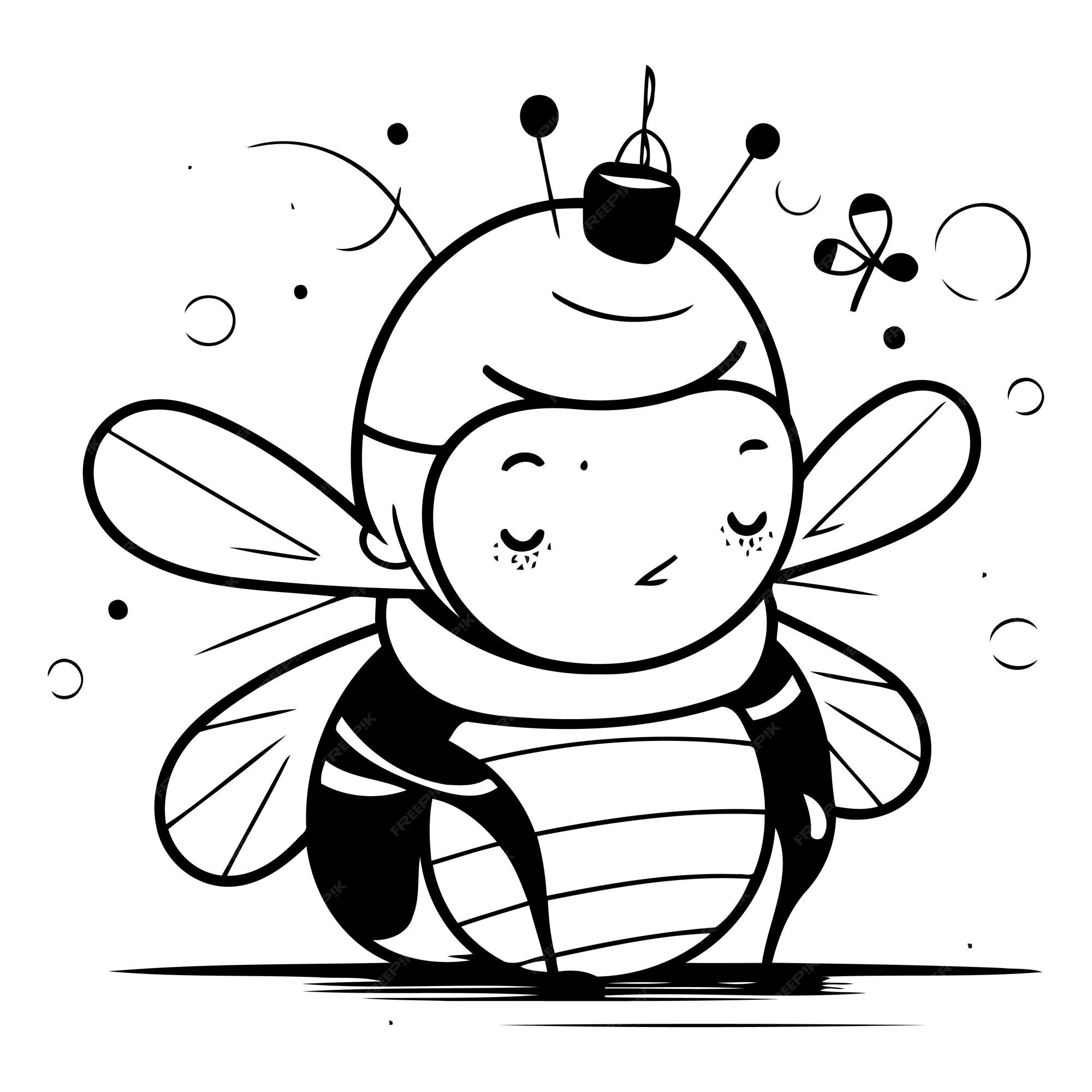 Premium Vector Cute Cartoon Bee Isolated On A White Background Vector