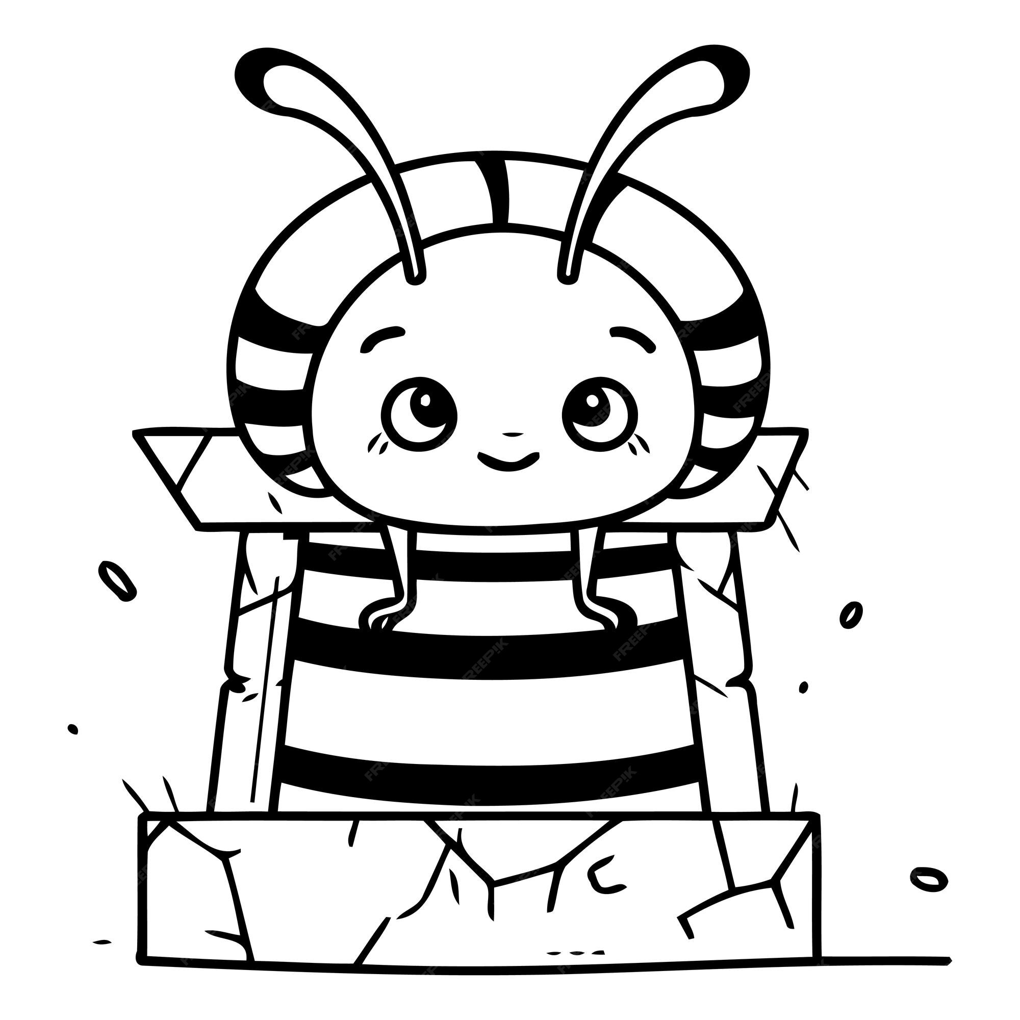 Cute Cartoon Bee Vector Illustration On White Background Isolated