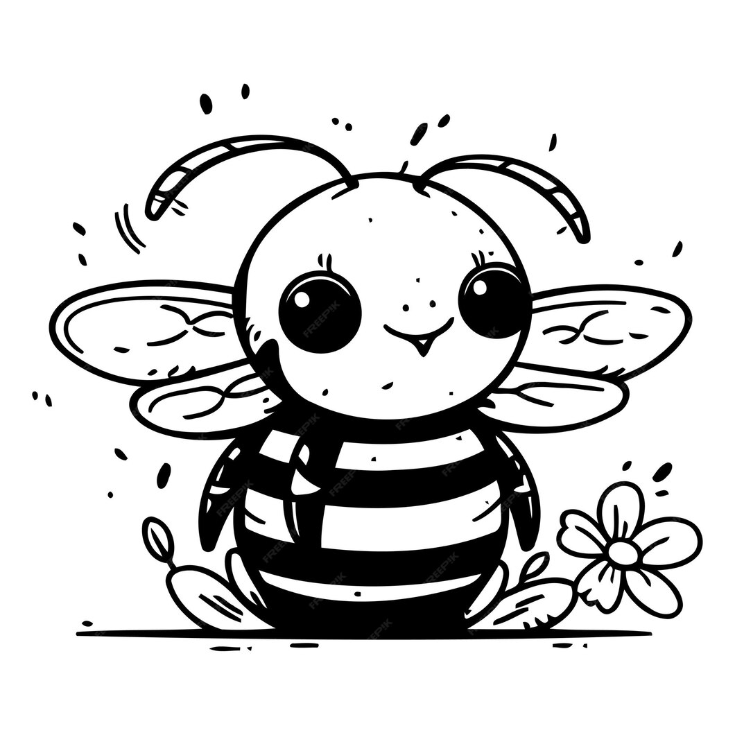 Premium Vector Cute Cartoon Bee With Flower Vector Illustration