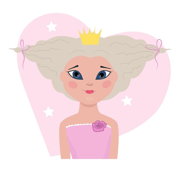 Premium Vector Cute Cartoon Girl Princess In Pink Dress