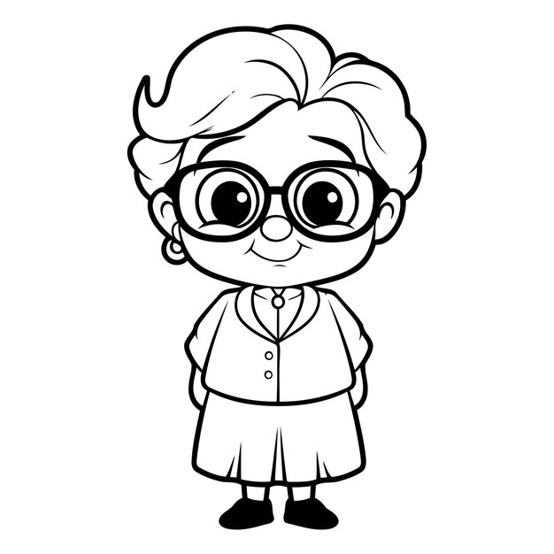 Premium Vector Cute Cartoon Girl With Glasses Isolated On White Background