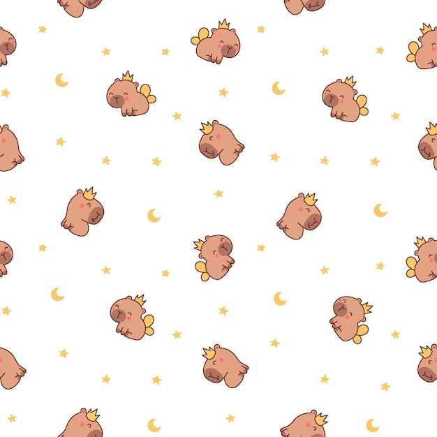 Premium Vector | Cute cartoon kawaii capybara Seamless pattern Premium Vector | Cute cartoon kawaii capybara Seamless pattern