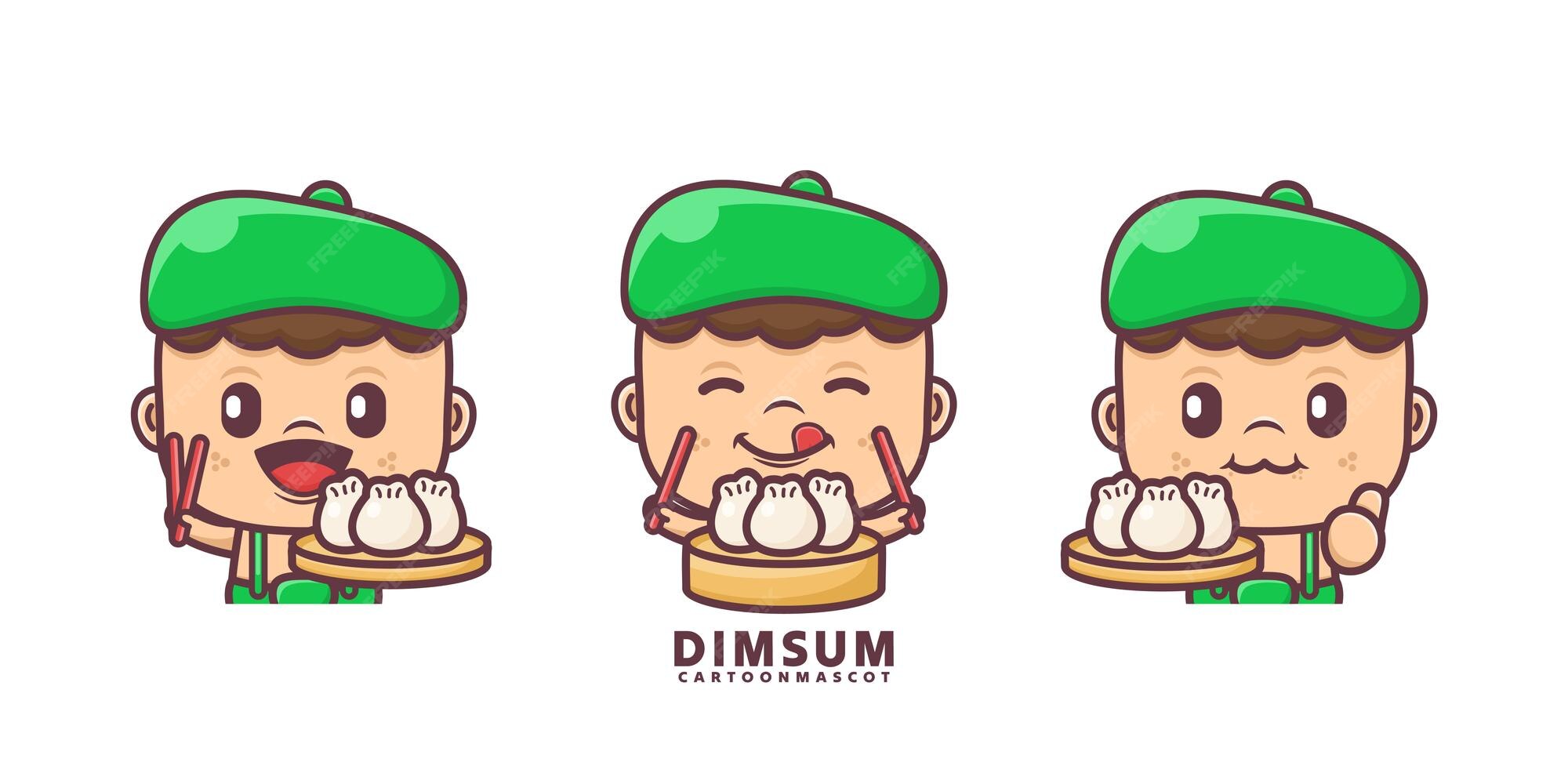 Premium Vector Cute Cartoon Mascot With Dimsum Suitable For Logo