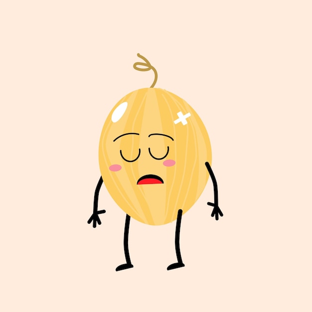 Premium Vector | Cute cartoon melon character with sad face Premium Vector | Cute cartoon melon character with sad face