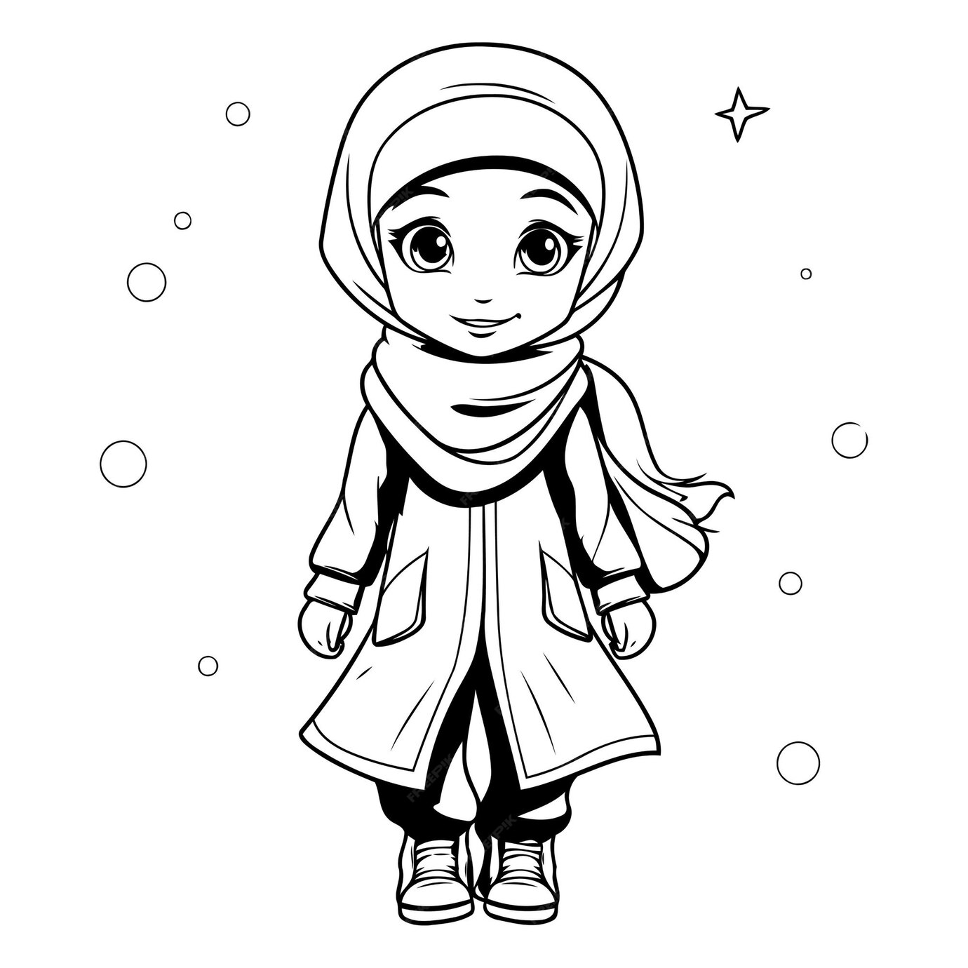 Premium Vector Cute Cartoon Muslim Girl In Hijab Of Muslim Girl