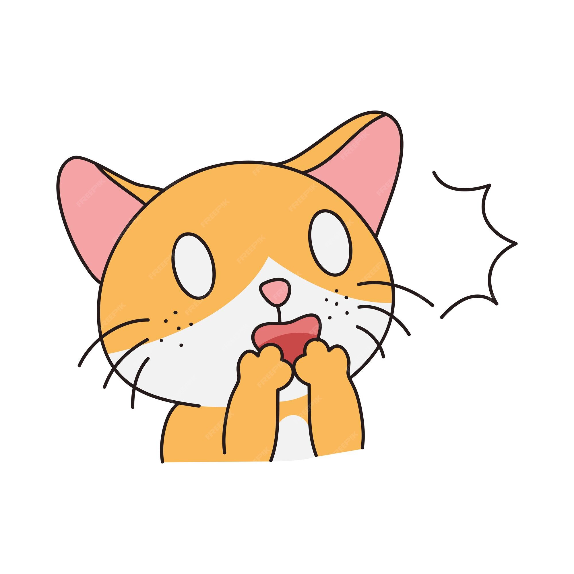 Premium Vector Cute Cartoon Orange Cat Character Sticker Vector Illustration Isolated In White