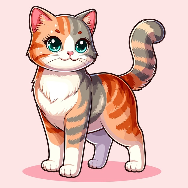 Premium Vector Cute Cat Cartoon Vector Style White Background
