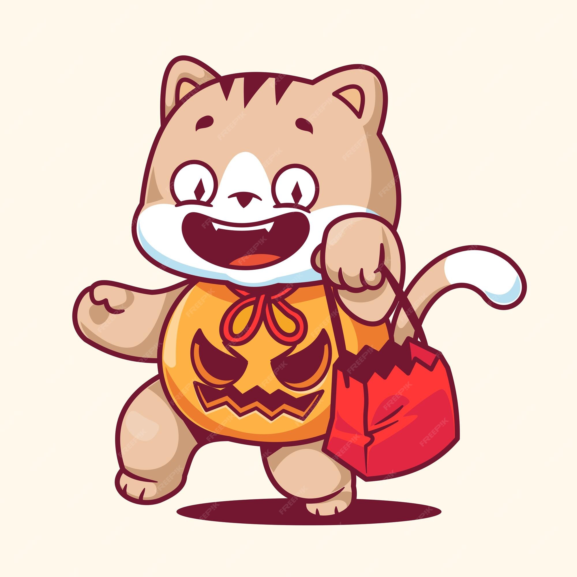 Premium Vector Cute Cat Halloween Costume Vector