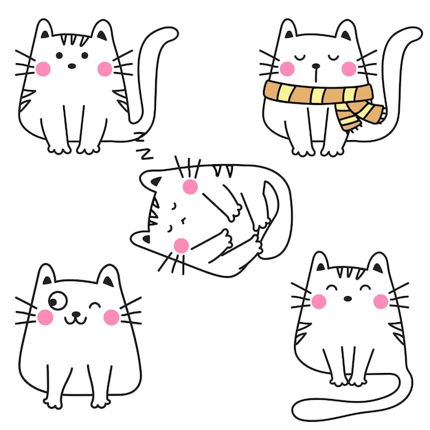 Premium Vector Cute Cat Sticker Cat Vector Set