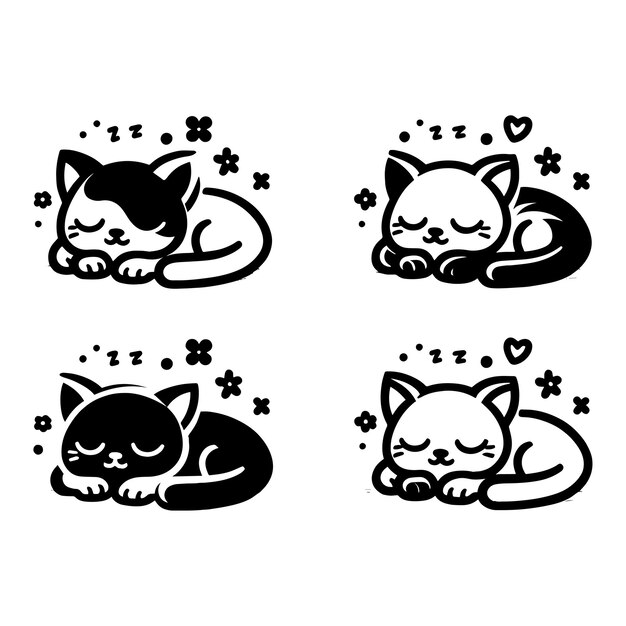 Premium Vector Cute Cat Vector Illustration Set